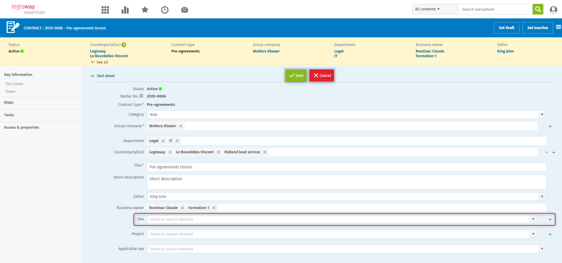 Legisway Essentials: Dossier Modifications
