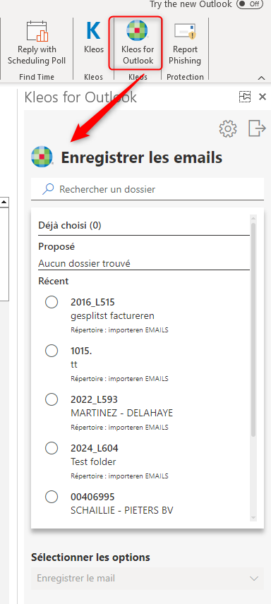 Kleos : ajouter le complément web Kleos For Outlook